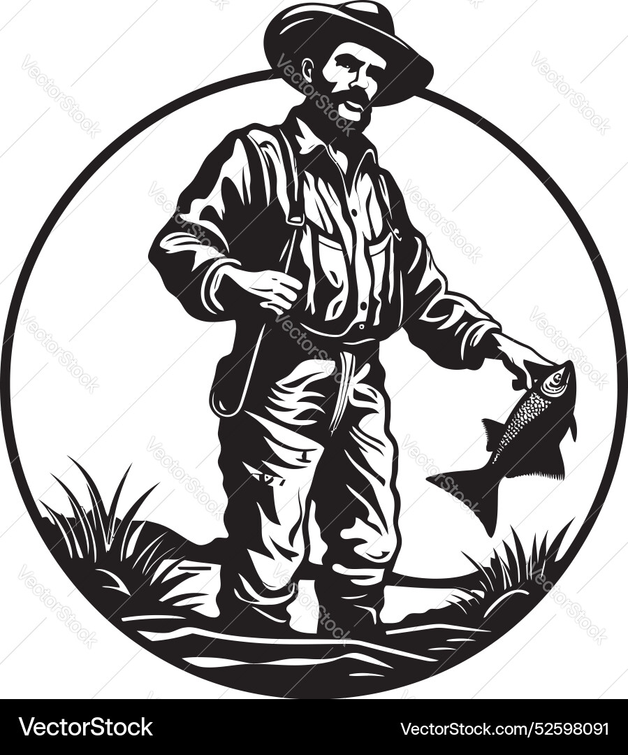 Anglers odyssey big fish icon graphics sailing Vector Image