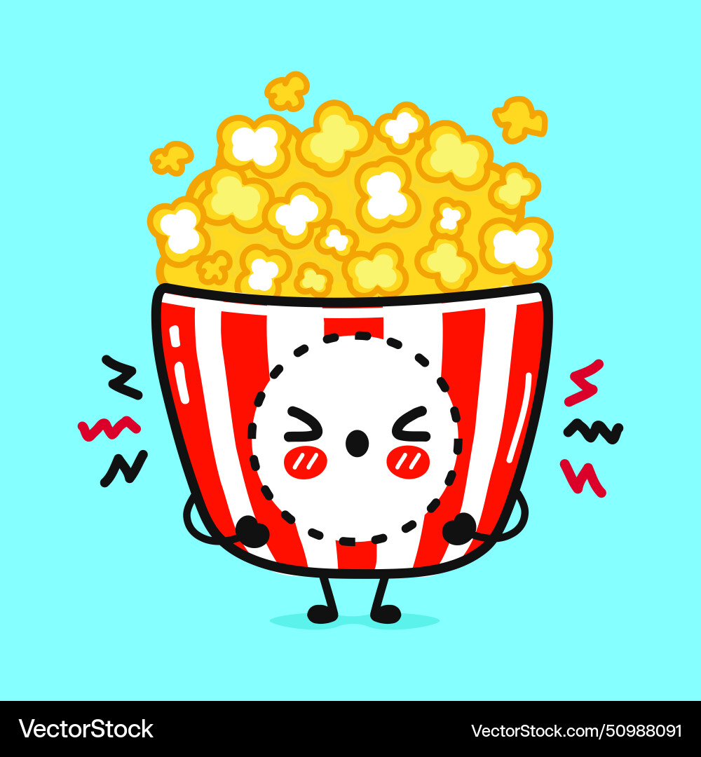 Angry popcorn character hand drawn cartoon Vector Image