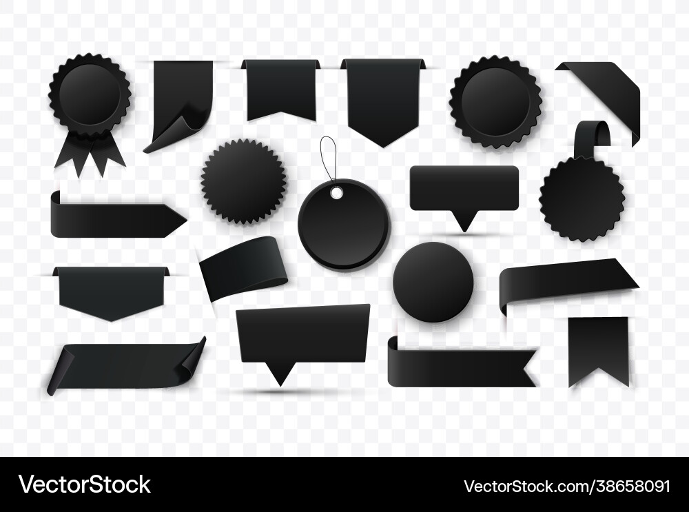 Blank black banners and labels Royalty Free Vector Image