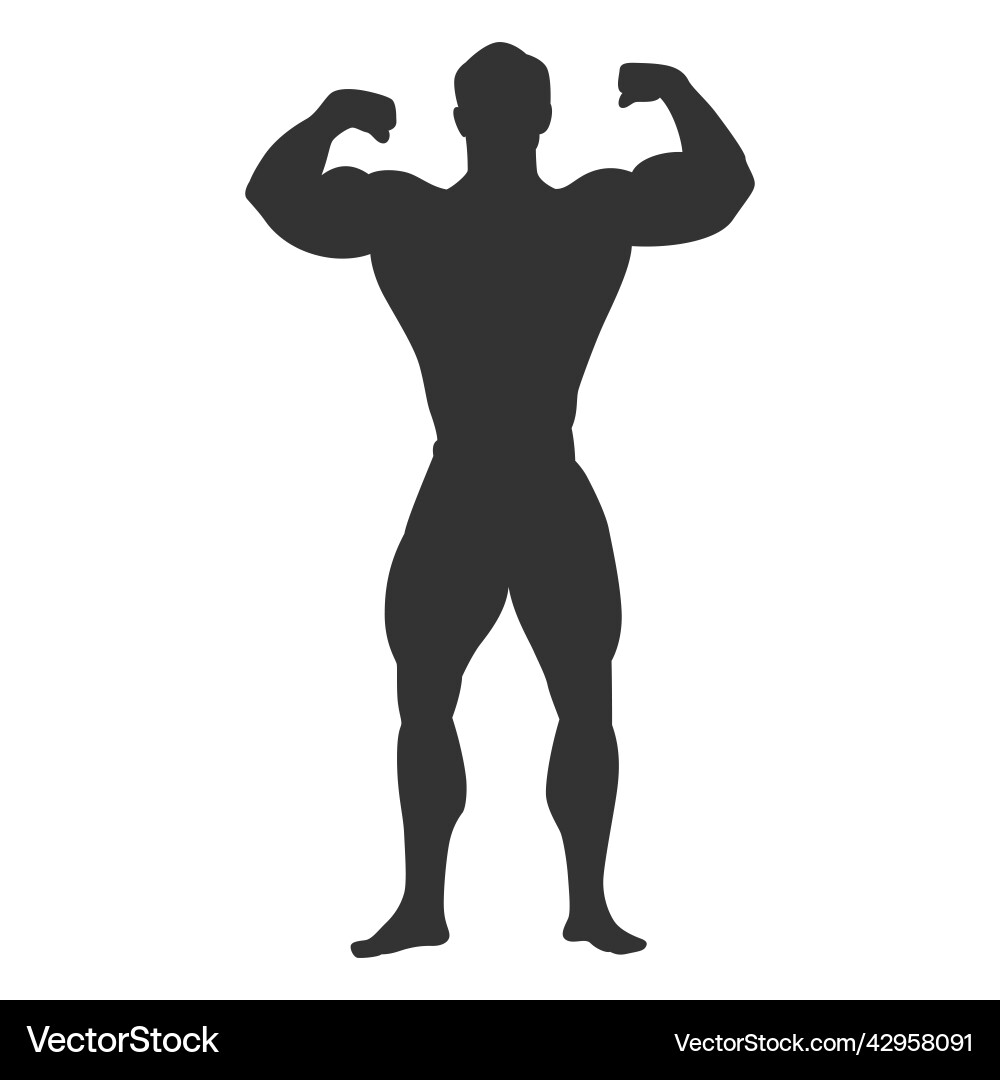 Bodybuilder double biceps pose silhouette high Vector Image