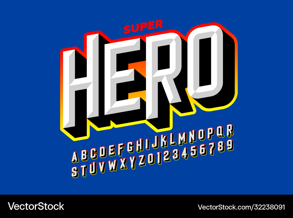 Comics superhero style font Royalty Free Vector Image