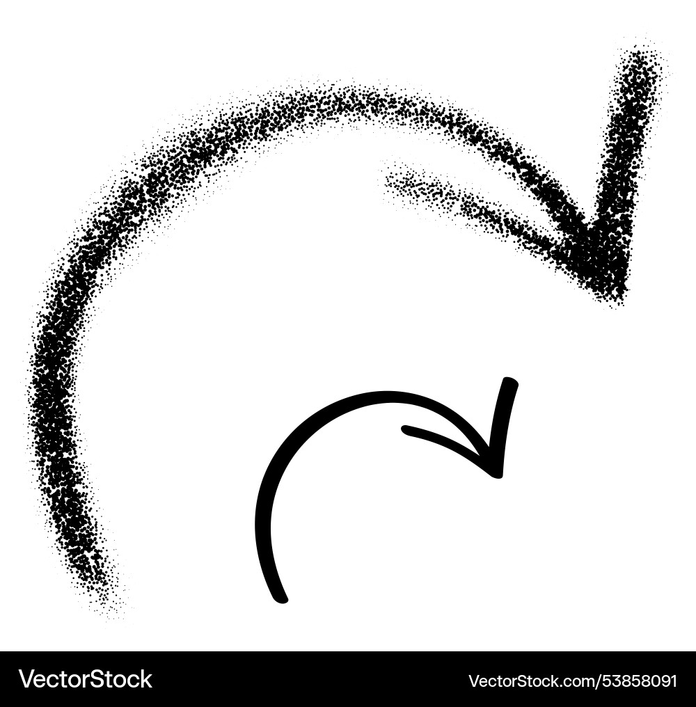 Curved arrow with dotted motion effect Royalty Free Vector
