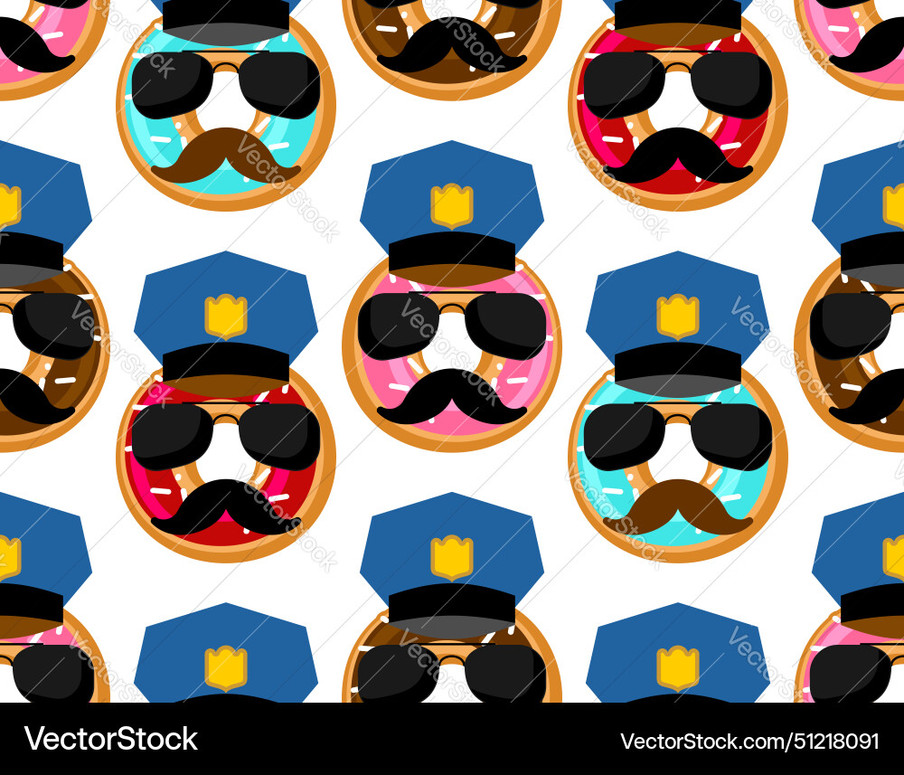 Donut cop pattern seamless police officer Vector Image