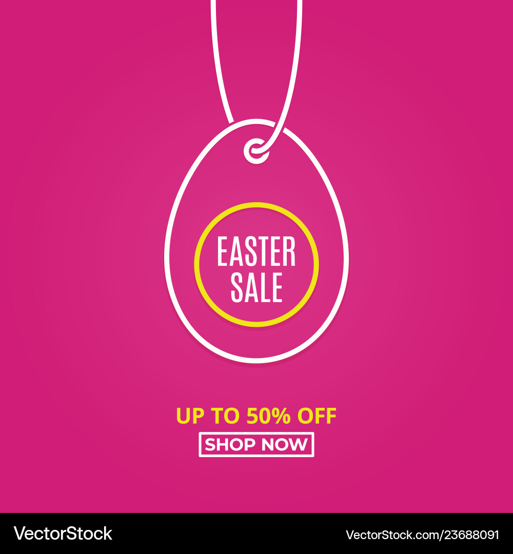 Easter sale happy egg line linear tag Royalty Free Vector