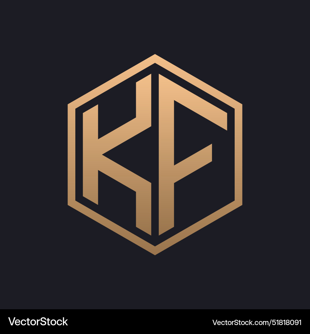 Elegant hexagon letter kf logo design initial Vector Image