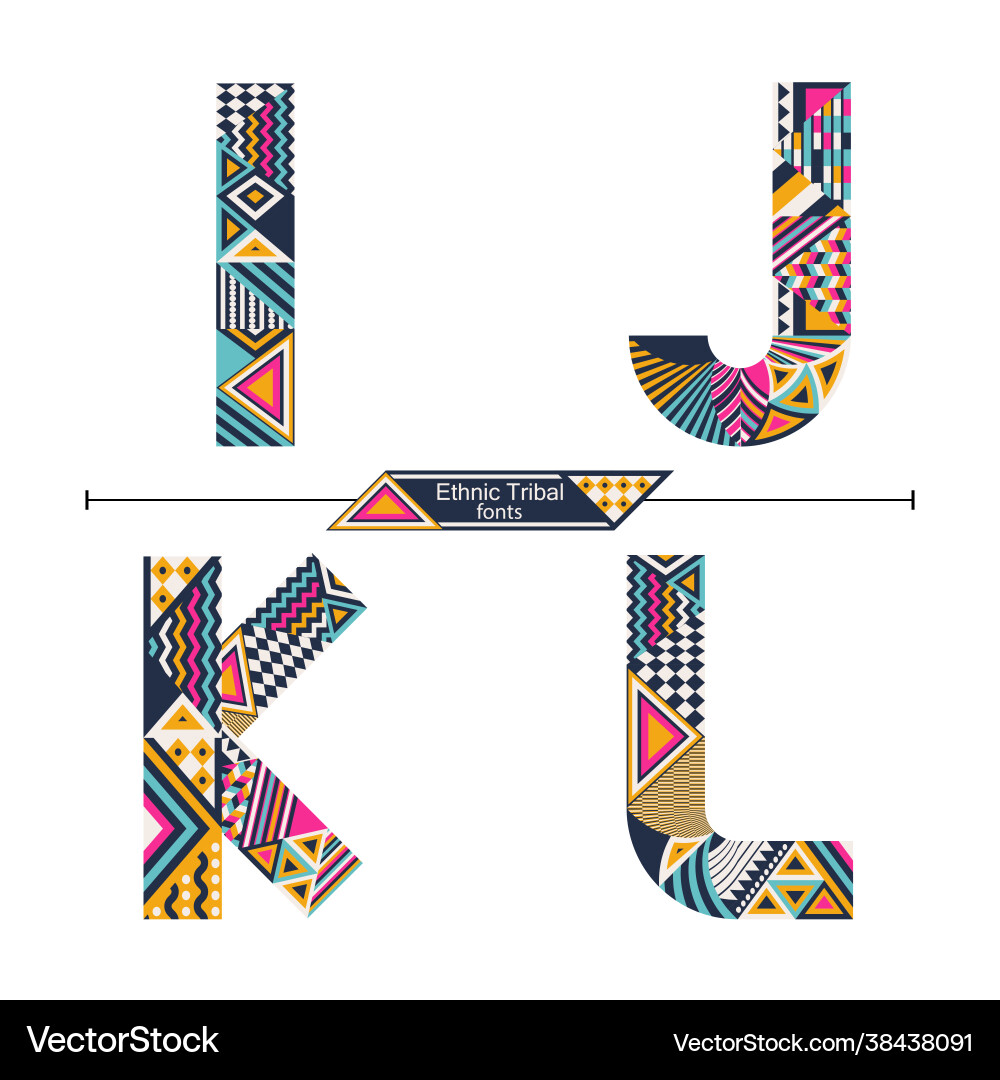 Ethnic Tribal Alphabet Set (IJKL) Royalty Free Vector Image