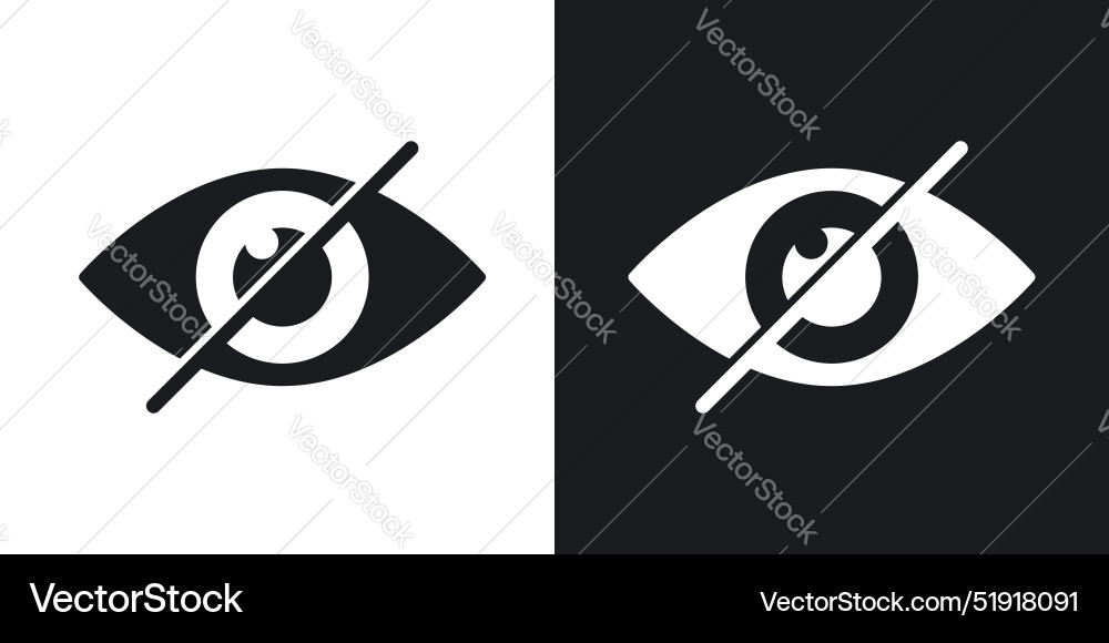 Eye crossed icon set in solid black and white Vector Image