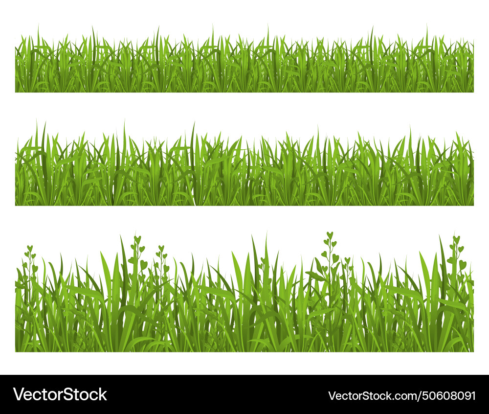 Grass rows seamless set Royalty Free Vector Image