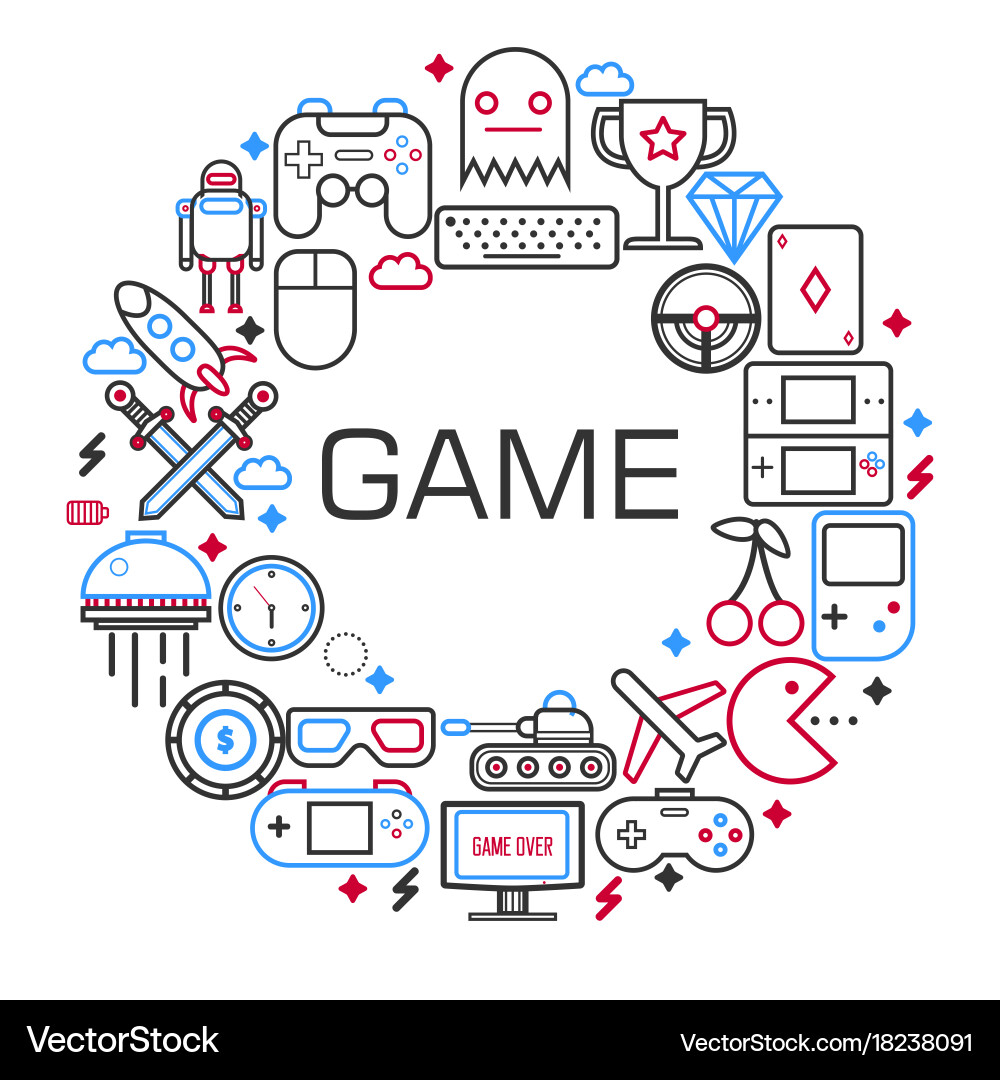 Internet games poster of electronic game Vector Image