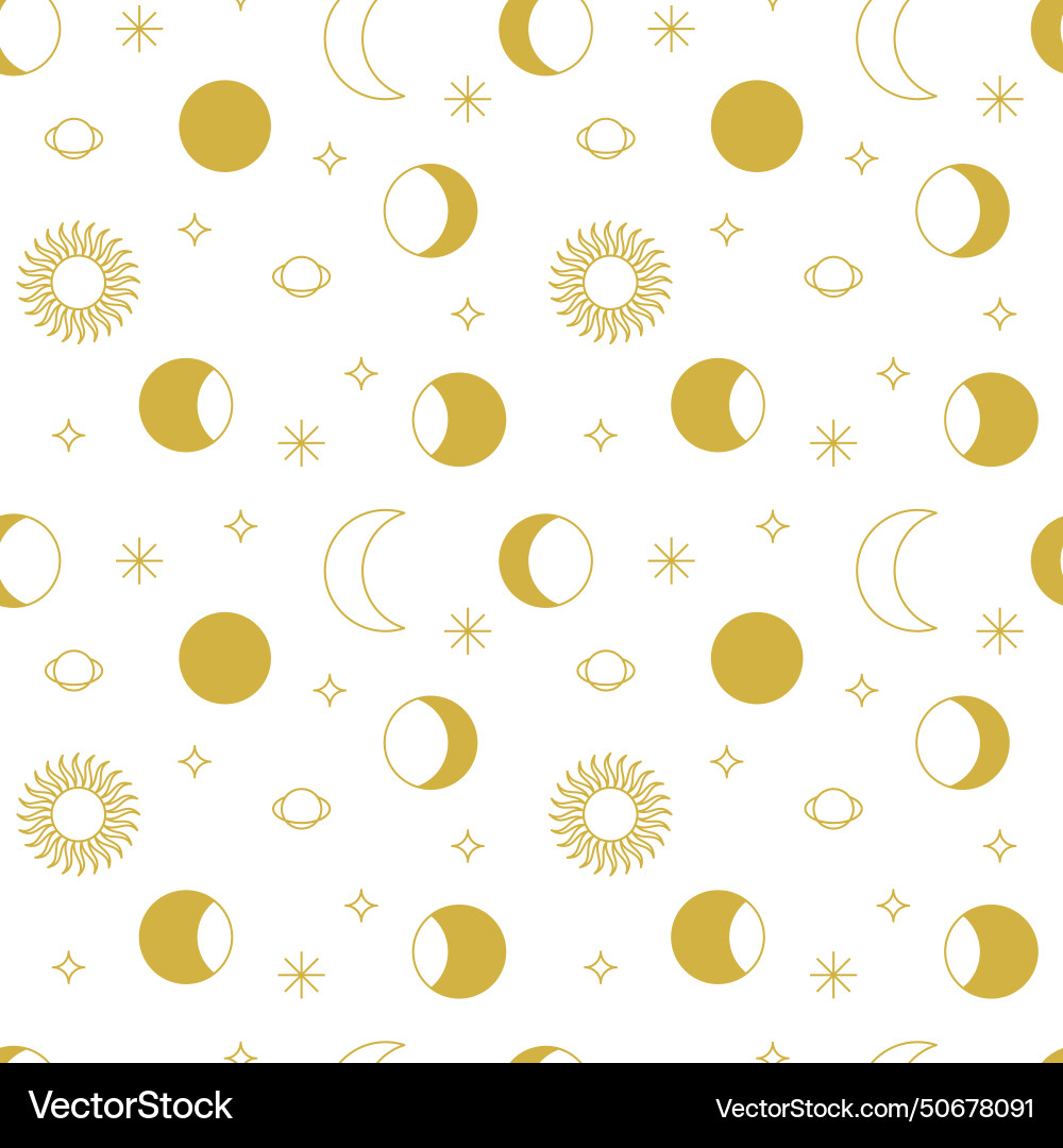 Moon phases seamless pattern Royalty Free Vector Image