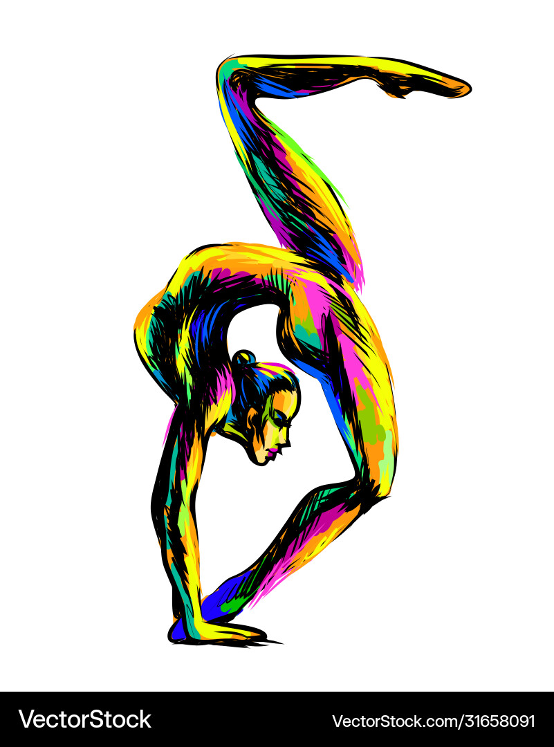 Multicolored sketch a young flexible girl Vector Image