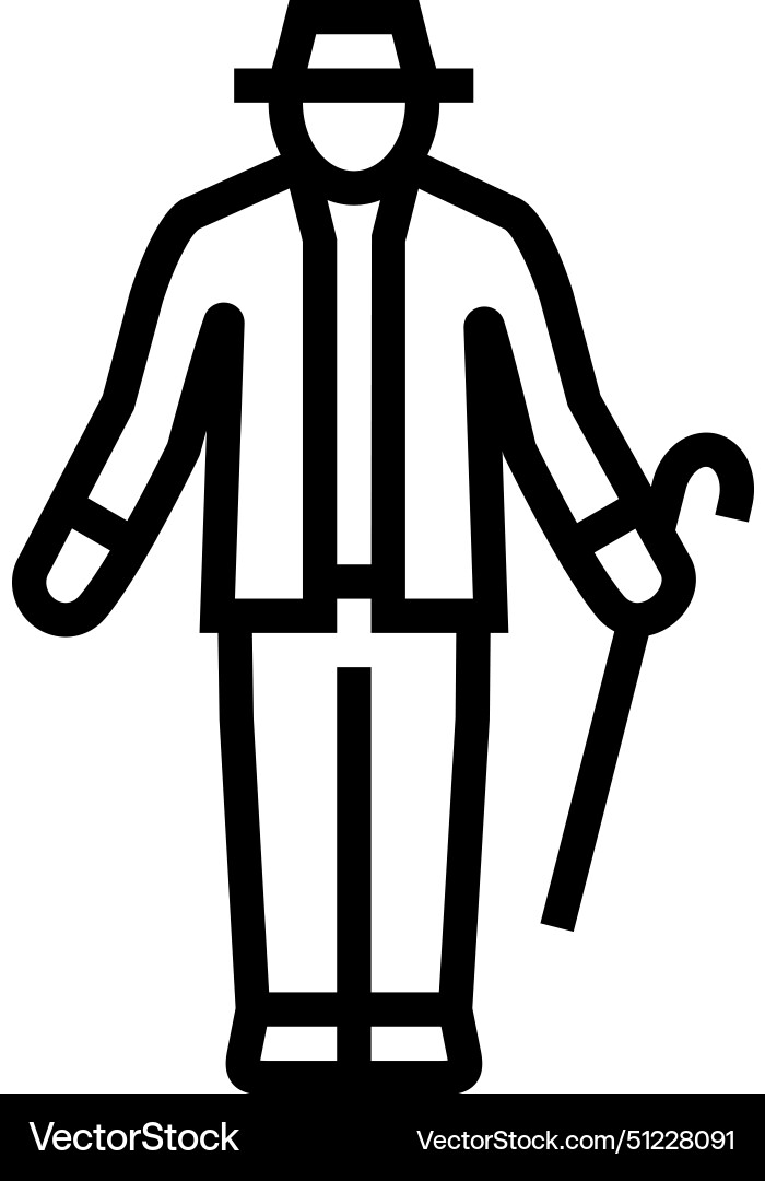 Pensioner old man line icon Royalty Free Vector Image