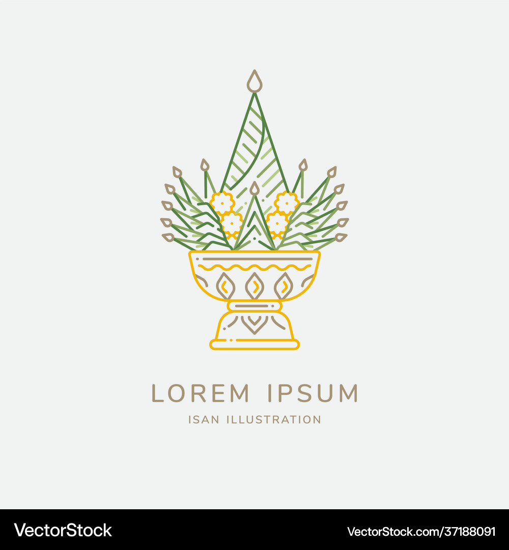 Phan baisri isan line art Royalty Free Vector Image