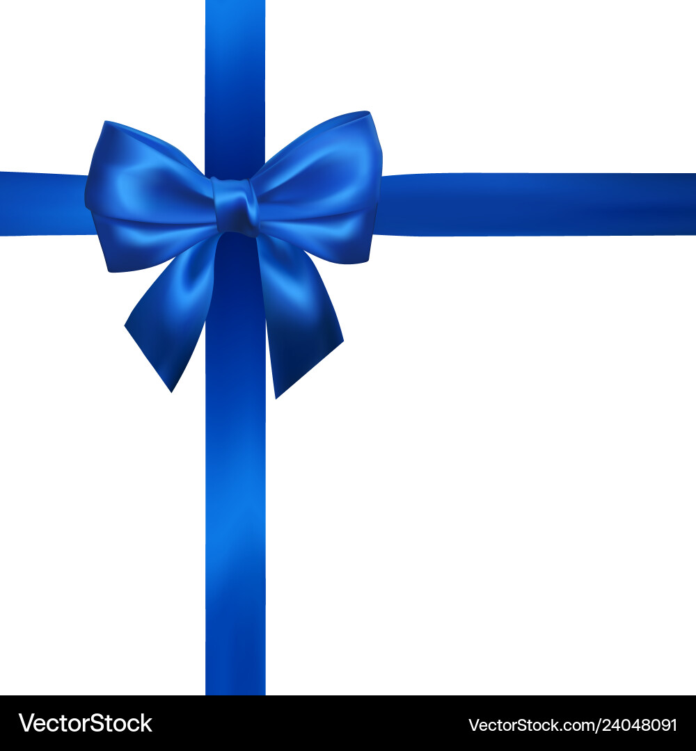 Realistic blue bow with ribbons isolated Vector Image
