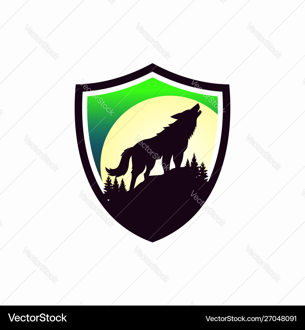 Wolf shield logo image Royalty Free Vector Image