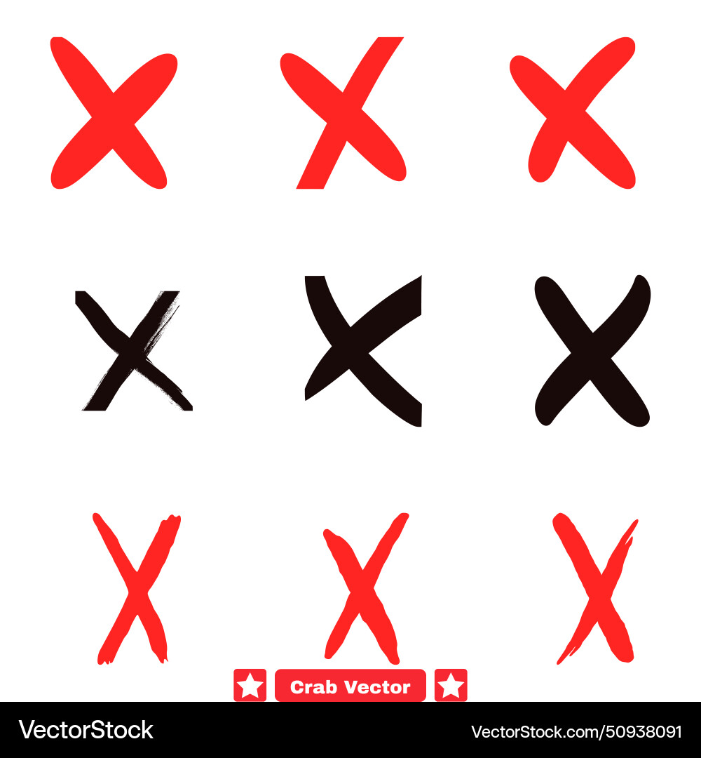 Wrong mark silhouette bundle cross symbols Vector Image