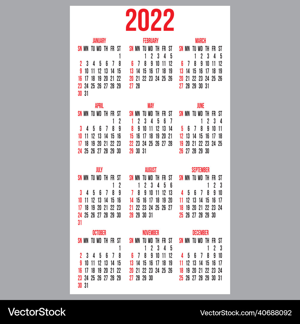 Calendar grid template for flip side of vertical Vector Image