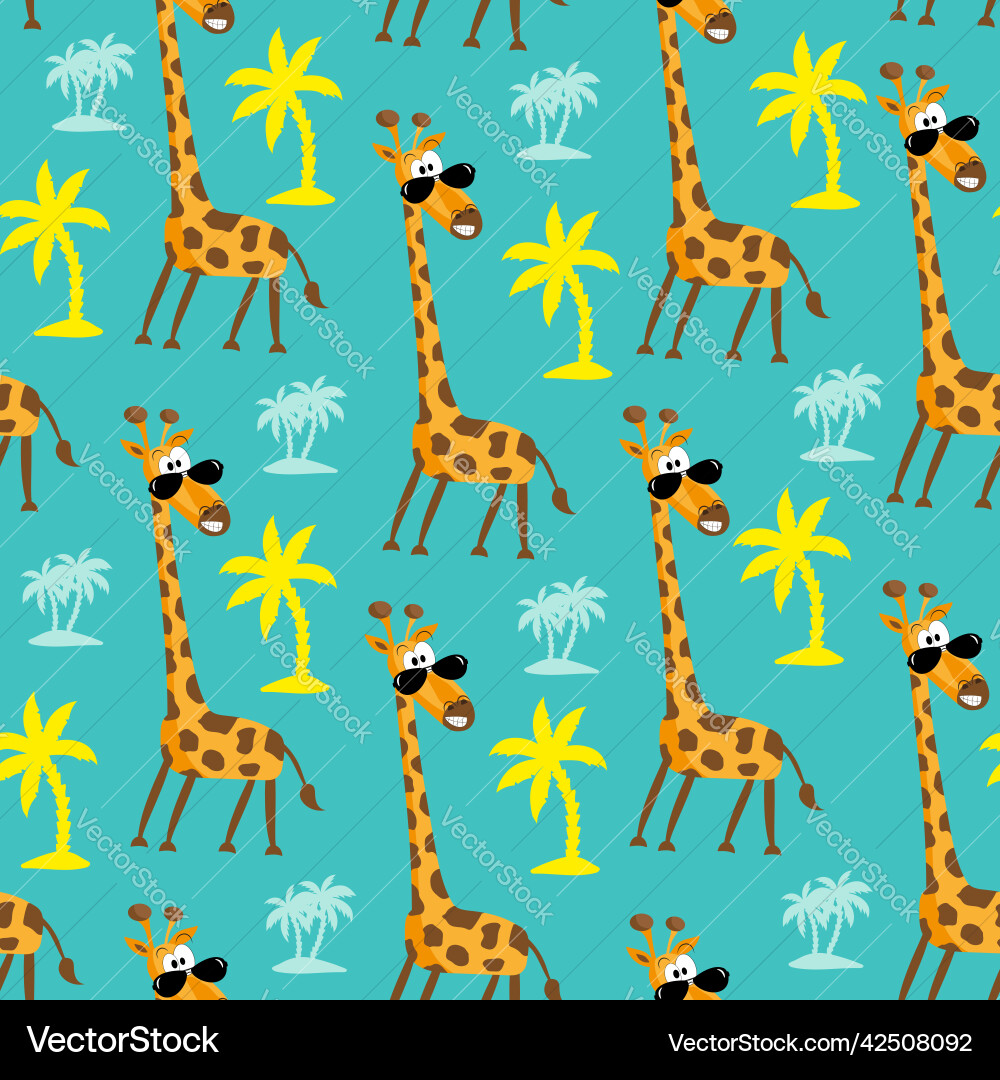 Cartoon giraffe seamless pattern Royalty Free Vector Image
