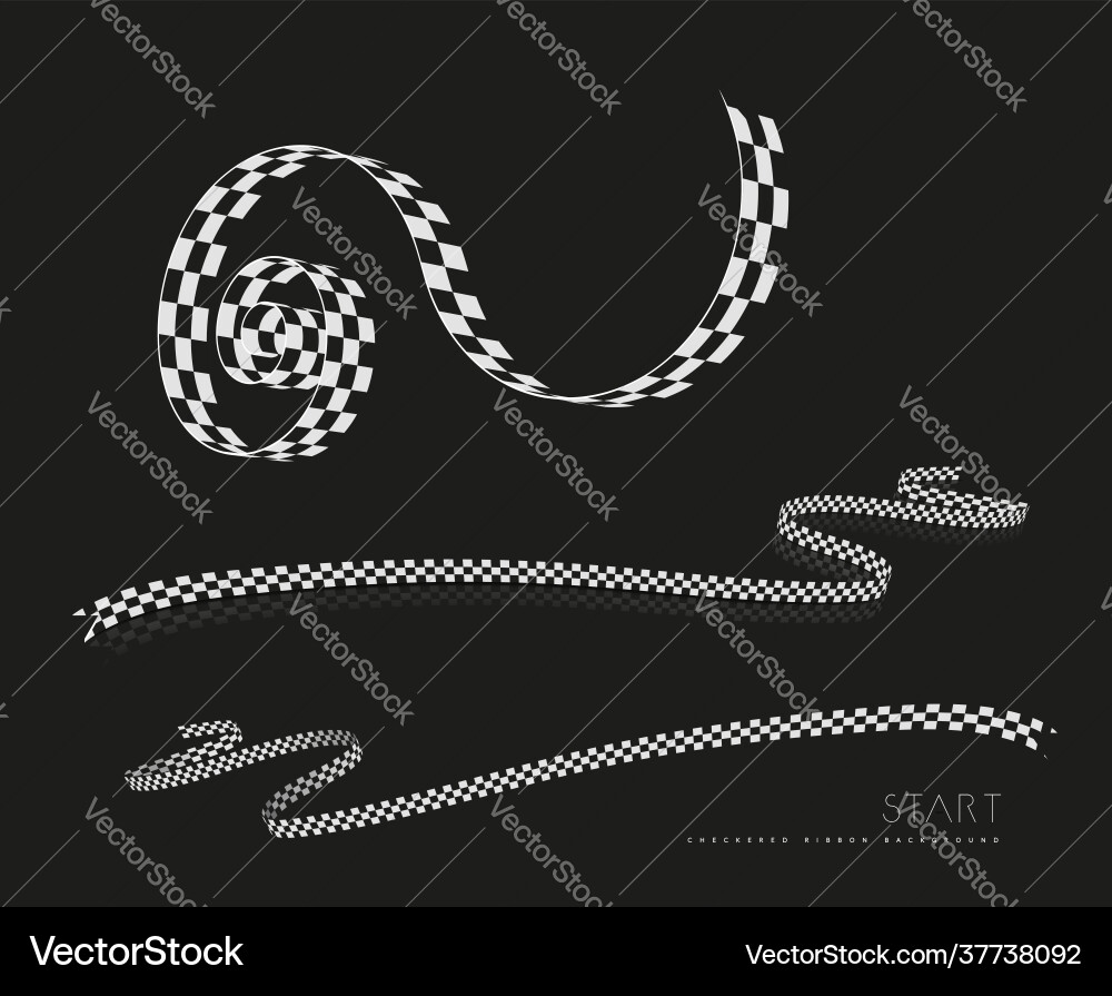Checkered racing flag ribbon set Royalty Free Vector Image