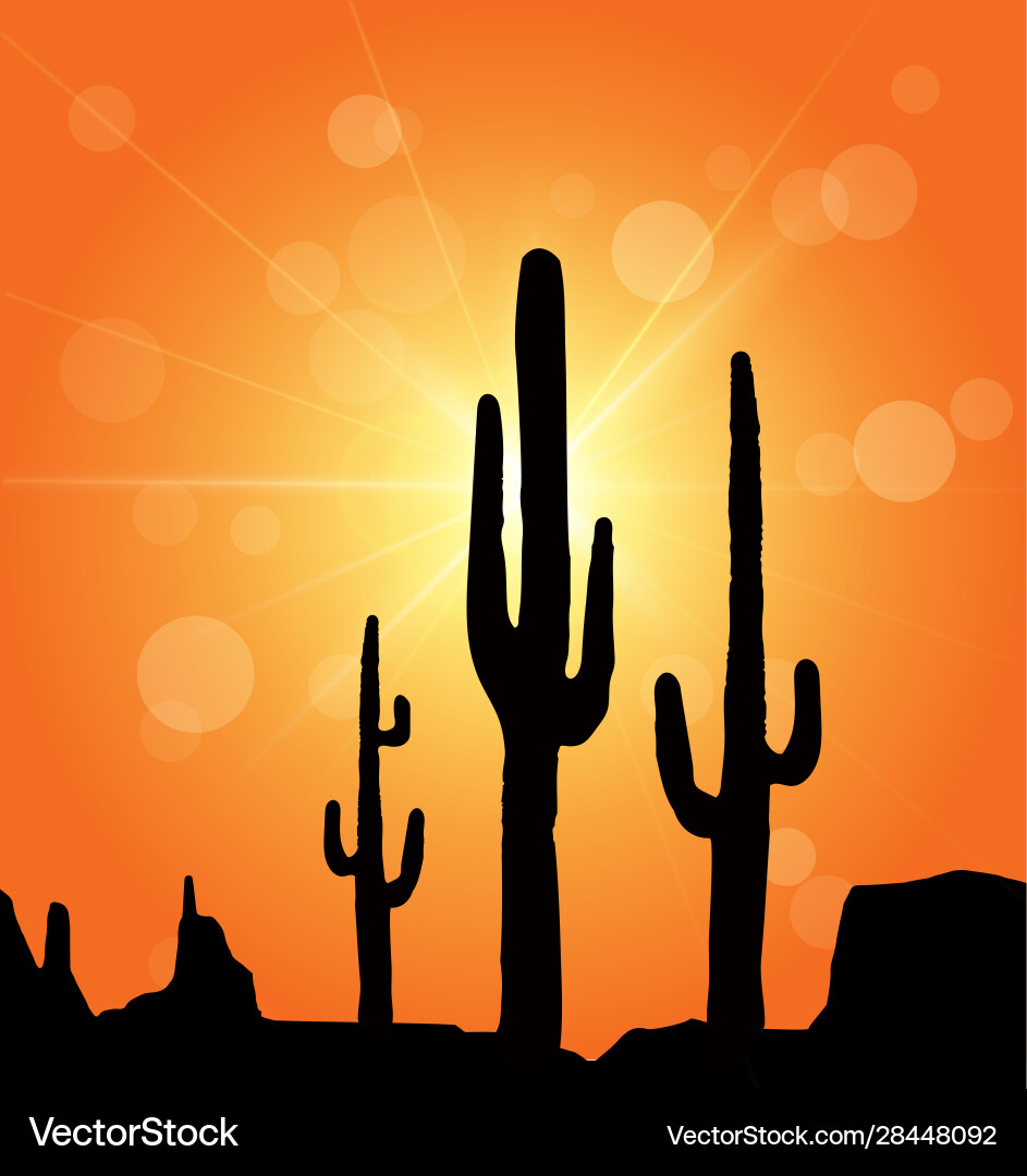 Desert and cactus Royalty Free Vector Image - VectorStock