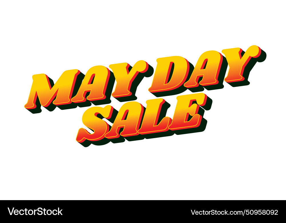 May day sale text effect in 3d look Royalty Free Vector