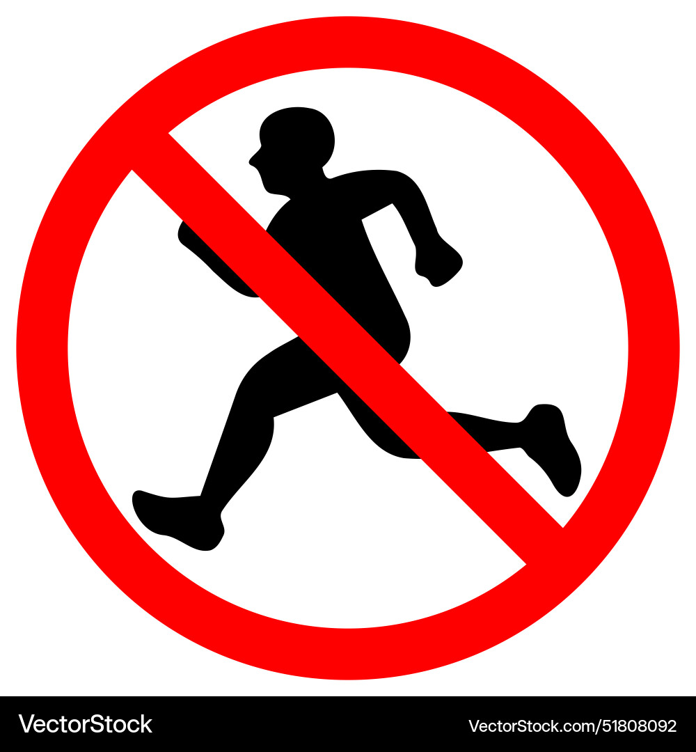 No running warning on white background Royalty Free Vector