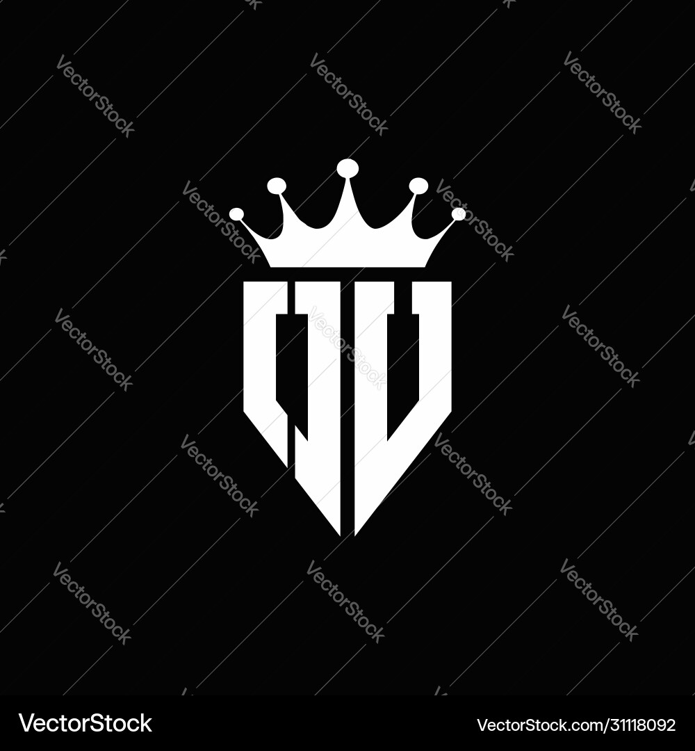 Ou logo monogram emblem style with crown shape Vector Image