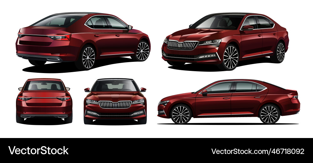 Realistic red car Royalty Free Vector Image - VectorStock