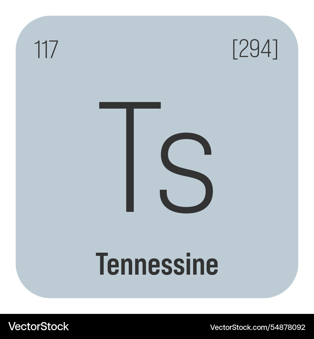 Tennessine ts periodic table element Royalty Free Vector