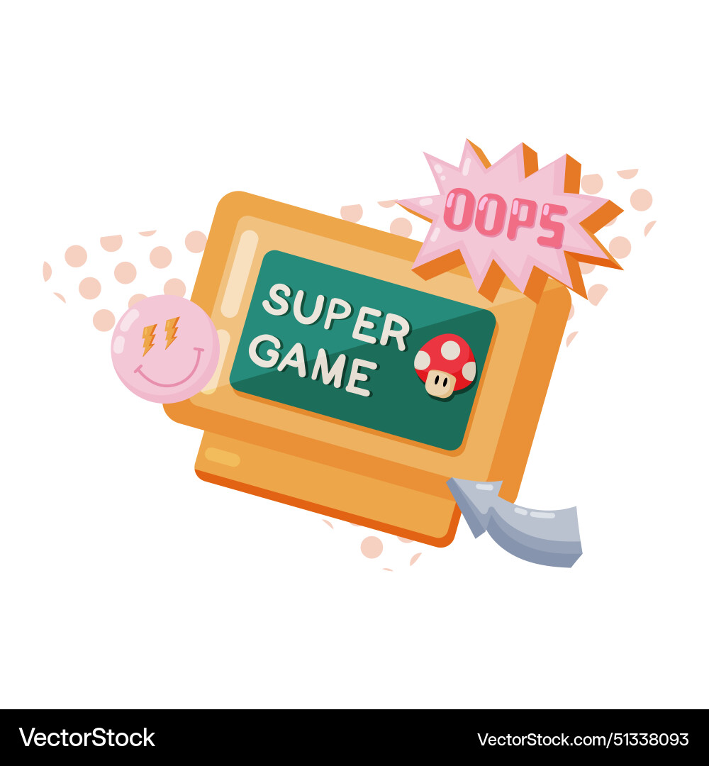 90s retro console game elements cartridge Vector Image
