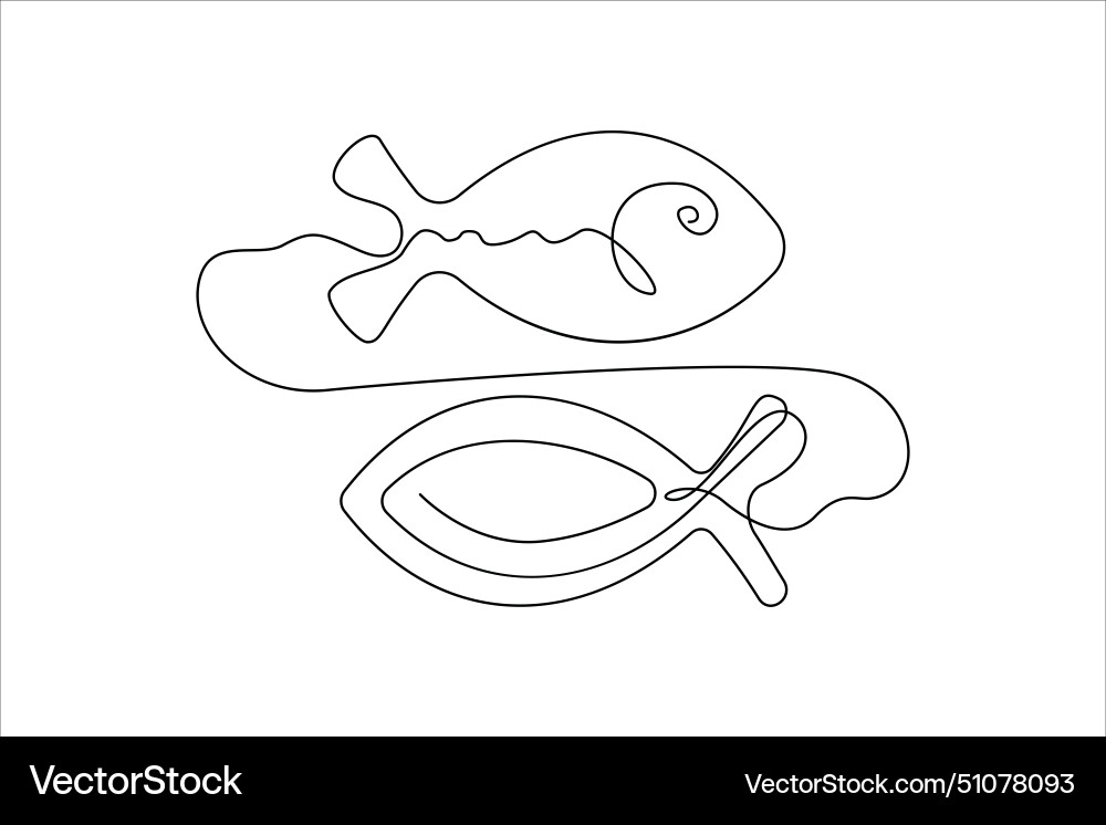 Continuous line fish icon monoline fishing Vector Image