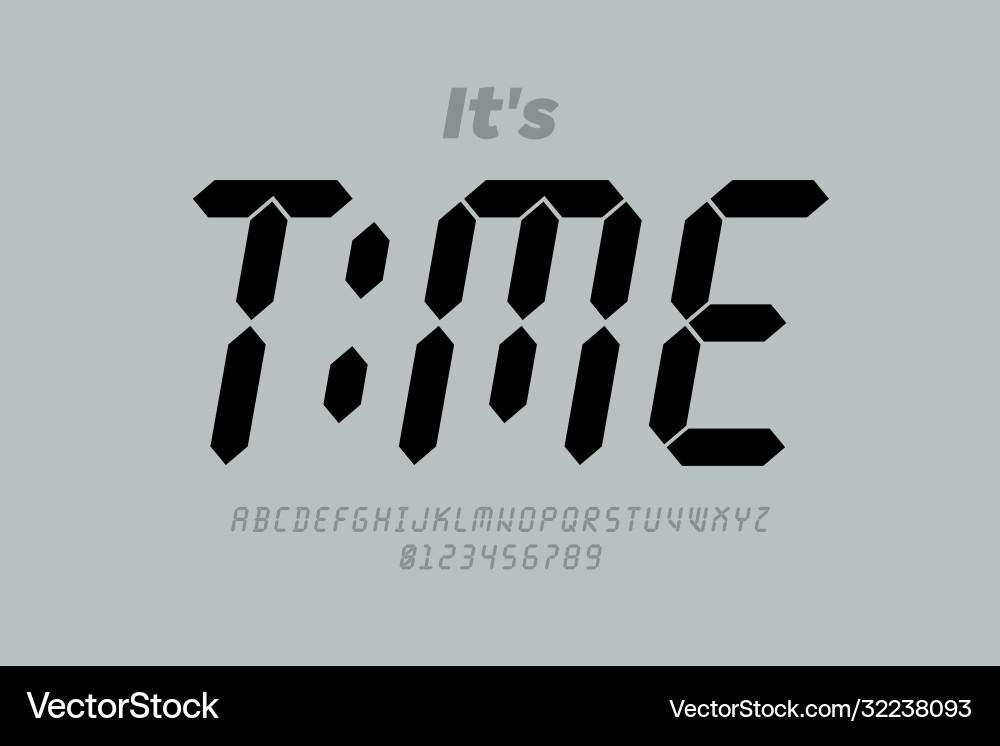 Digital clock style font Royalty Free Vector Image