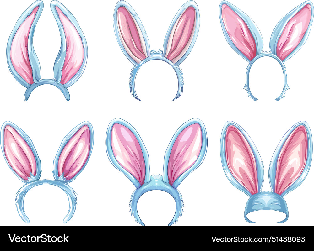 Easter bunny ears cartoon set masquerade Vector Image