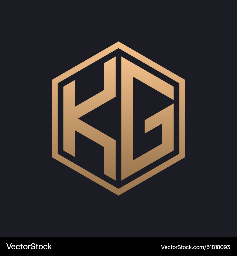 Elegant hexagon letter kg logo design initial Vector Image