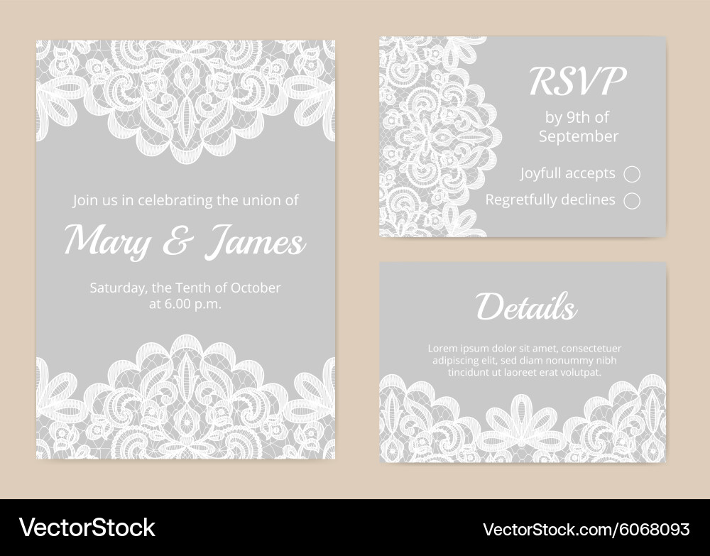 Elegant Lace Wedding Invitation Cards – Royalty-Free Vector | VectorStock