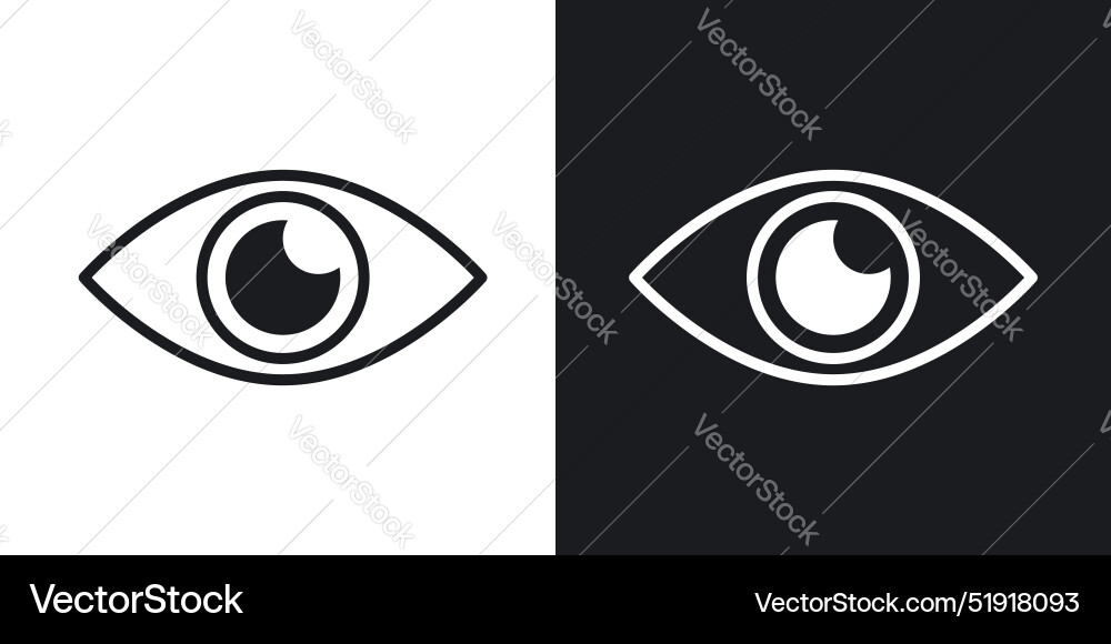 Eye icon set in solid black and white color Vector Image