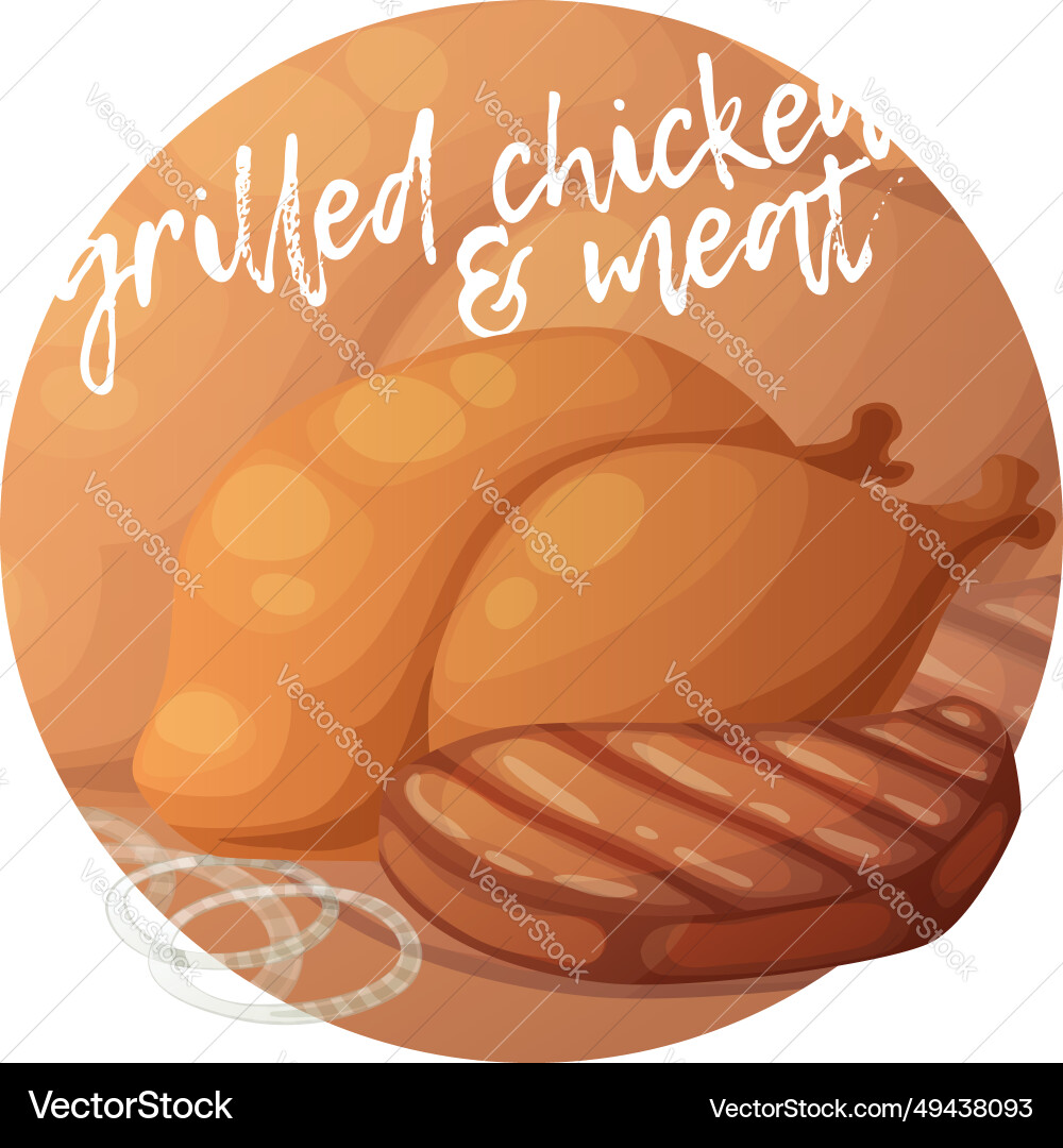 Grilled chicken and meat cartoon Royalty Free Vector Image