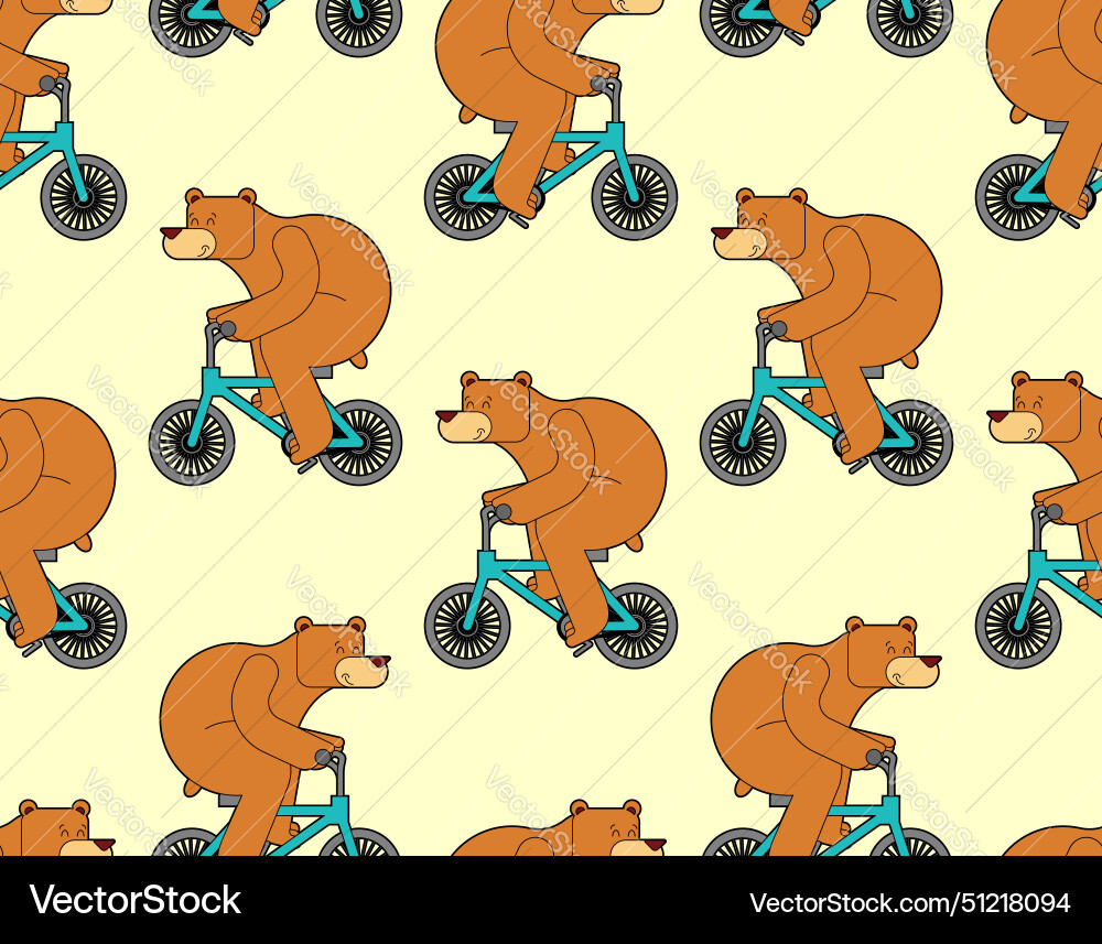 Bear on bicycle pattern seamless beast is riding Vector Image