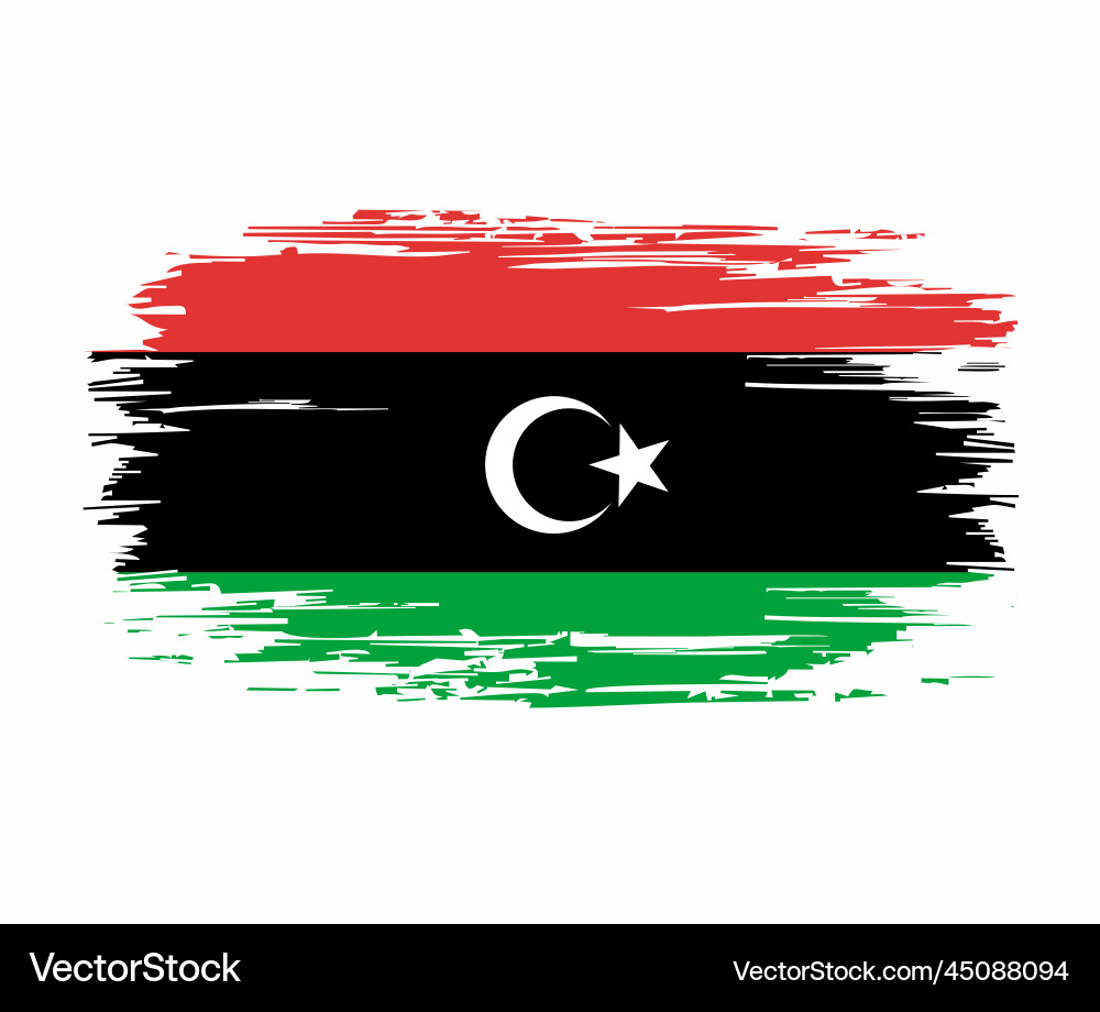 Libyan Flag Grunge Brush Royalty Free Vector Image