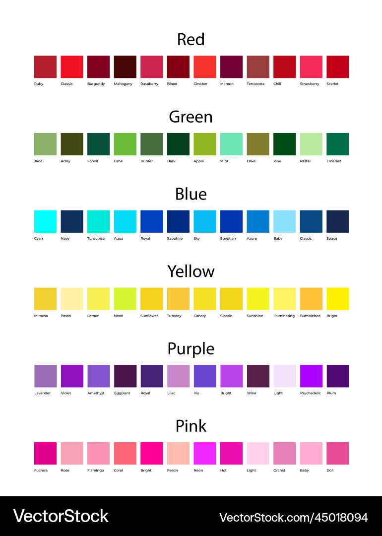 Red green blue yellow purple and pink color Vector Image