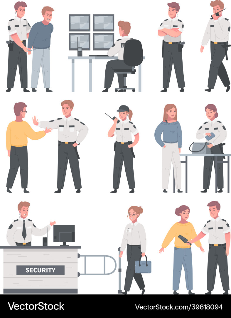 Security guard icon set Royalty Free Vector Image