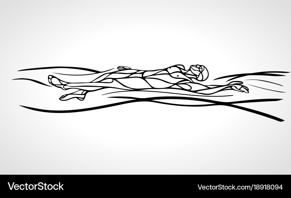 Swimmer backstroke black outline silhouette Vector Image