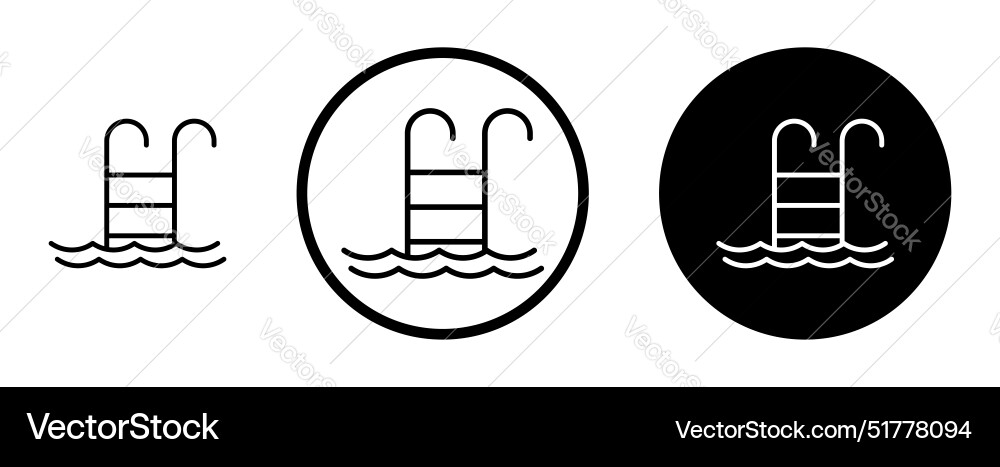 Swimming pool icon set black filled and outlined Vector Image