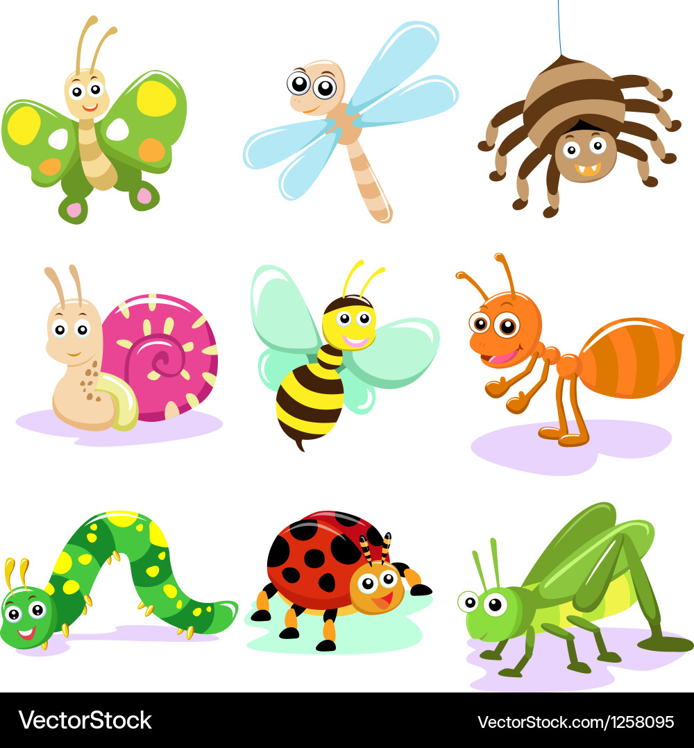 Cartoon insect set Royalty Free Vector Image - VectorStock