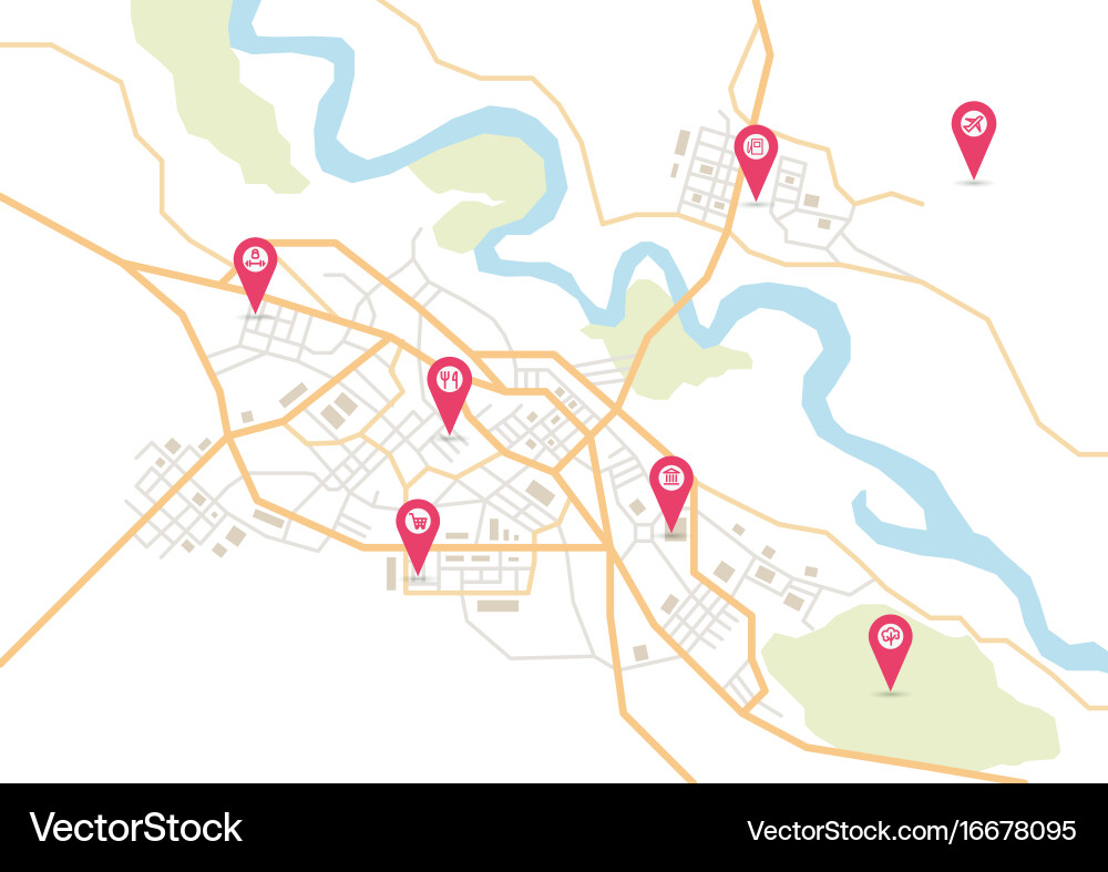 City map Royalty Free Vector Image - VectorStock