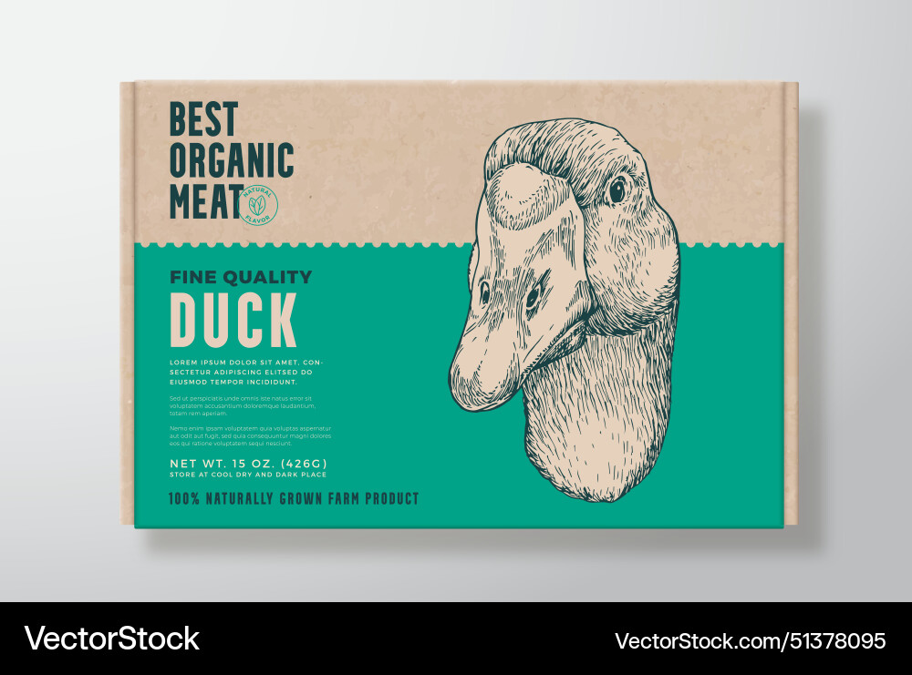 Duck meat packaging label design on a craft Vector Image
