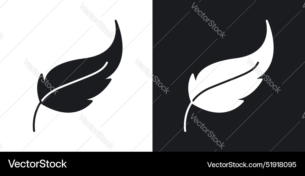 Feather icon set in solid black and white color Vector Image