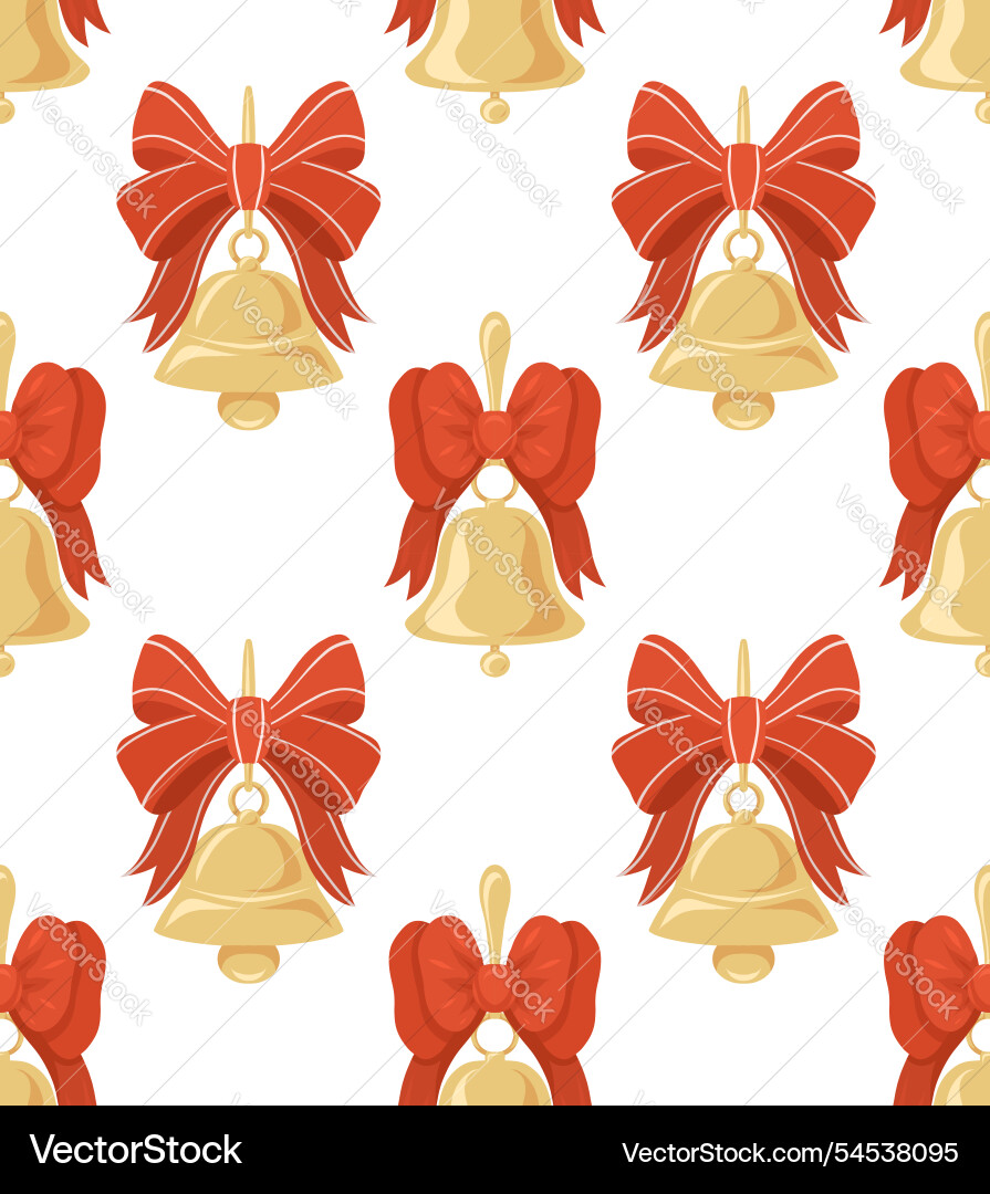 Holiday seamless pattern with bells red bows Vector Image