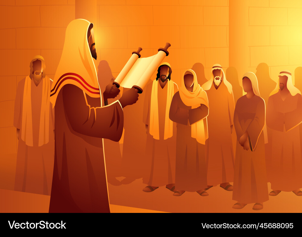 Jesus reading the scroll of prophet isaiah Vector Image Jesus reading the scroll of prophet isaiah Vector Image
