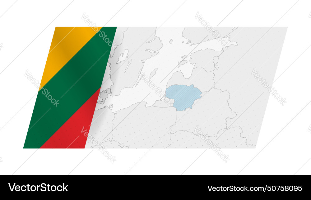 Lithuania map in modern style with flag Royalty Free Vector